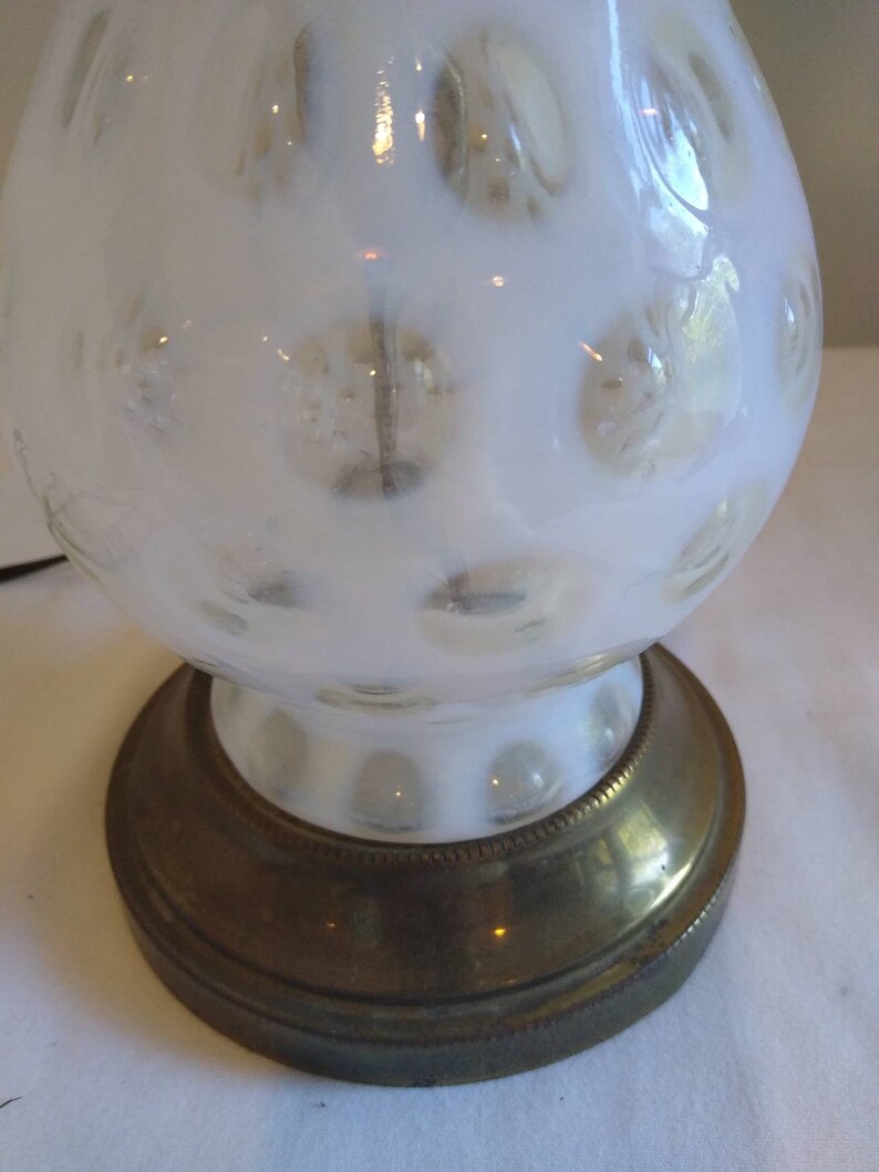 Vintage Fenton Coin Dot White Lamp Large Table Living Room - Etsy