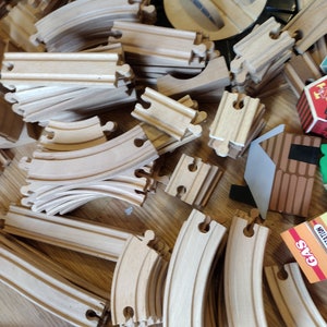 Enormous Lot Brio Compatible Wooden Train Set Buildings Train Cars 125 ...