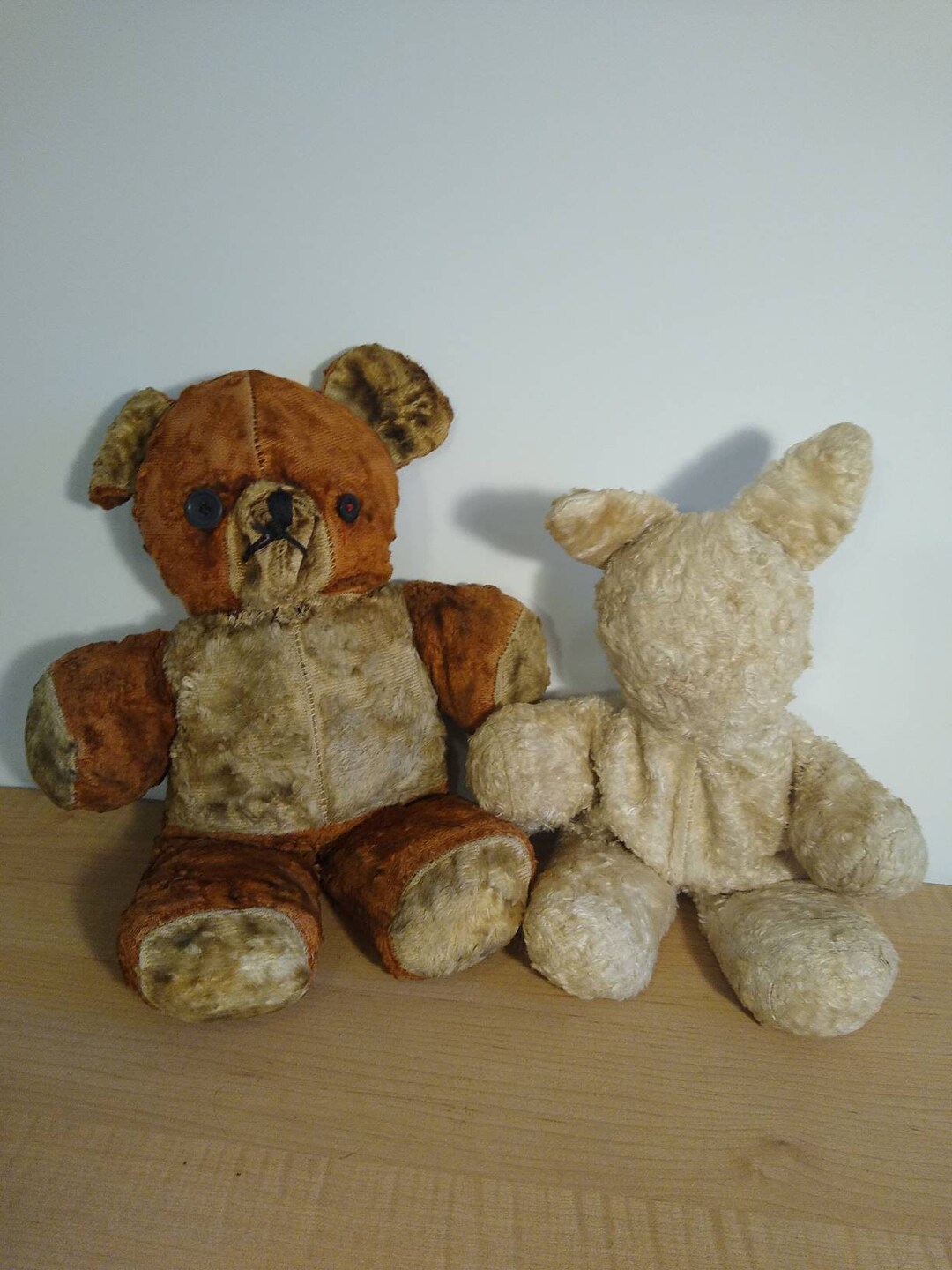 Antique Teddy Bear and Vintage Plush Bunny Friend TLC Velveteen Rabbit ...