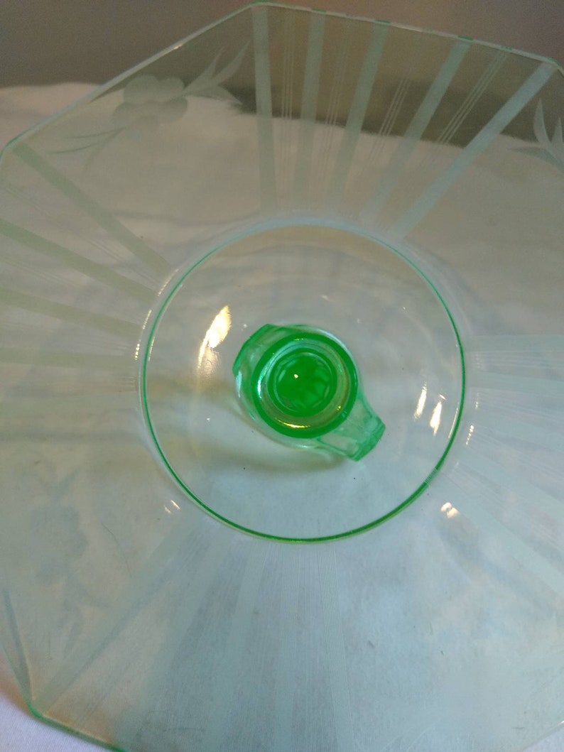 Vintage Uranium Glass Cookie Tray With Center Handle 10 - Etsy
