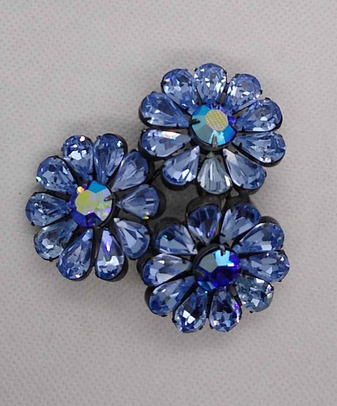 Vintage Huge Signed Regency Jewels Triple Stone Blue Flowers - Etsy