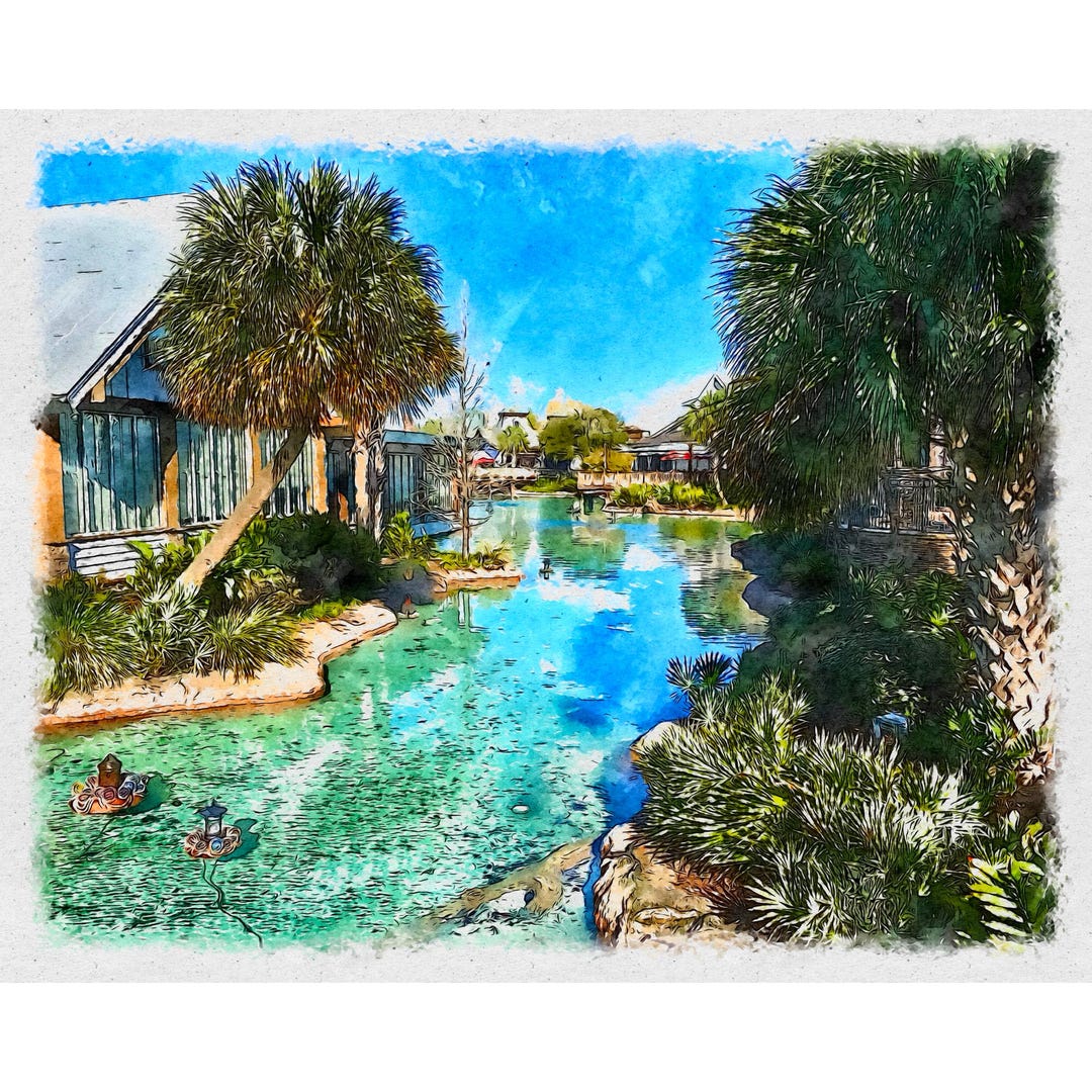 Water Way at Disney Springs Printable Watercolor, Orlando Wall Art - Etsy