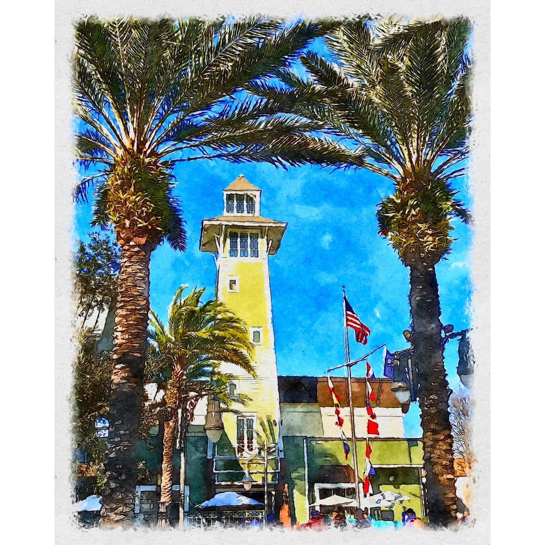 The Boathouse at Disney Springs Printable Watercolor, Orlando Wall Art ...