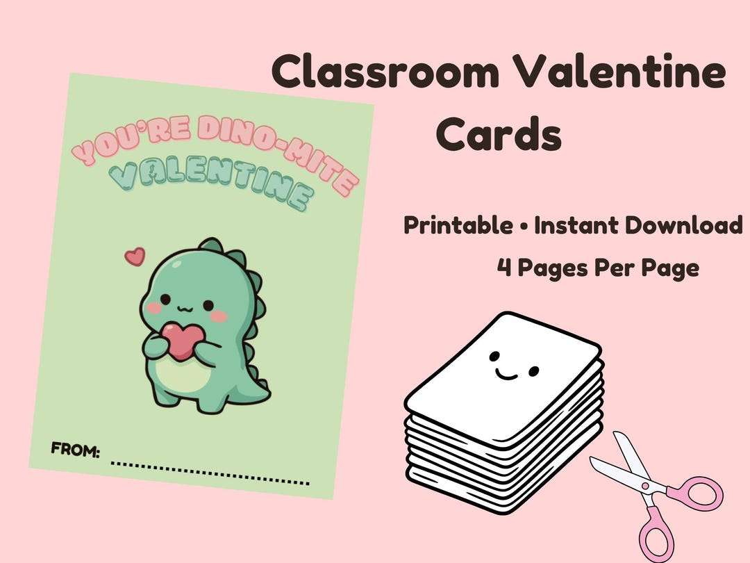 Dinosaur Valentine Cards for Kids Classroom | Printable School ...