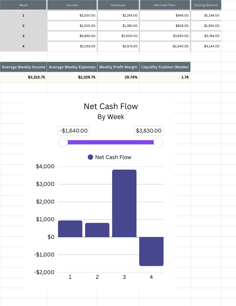 12 Month Cash Flow Dashboard With Kpis and Graphics - Etsy