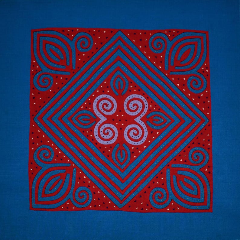 Paj Ntaub Flower Cloth Square Reverse Appliqué Hmong Collectible ...