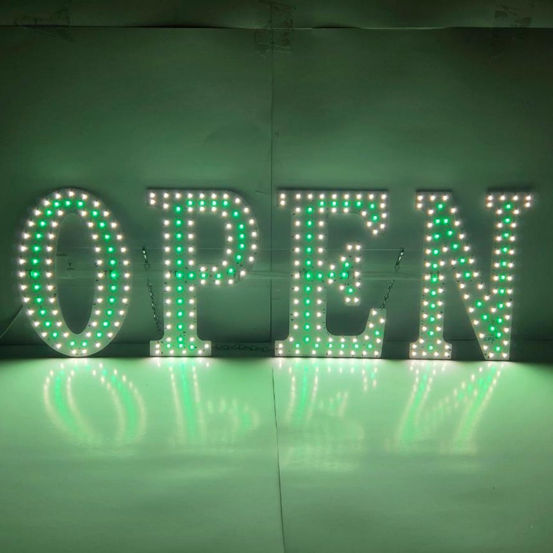 EPL OPEN Green, LED 3G Sparkling Sign, Eye-catching, Super Bright, 10 ...