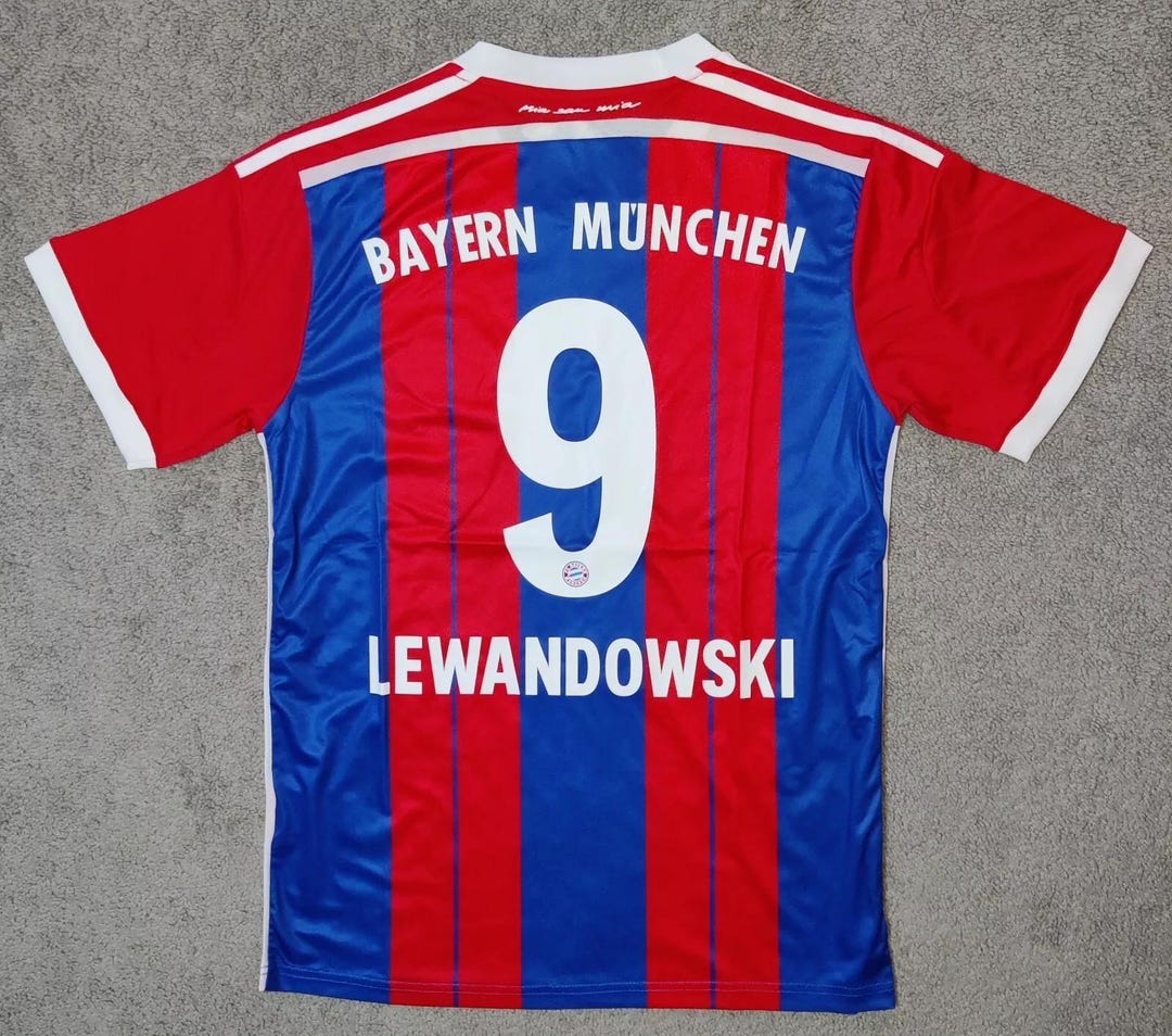 Robert Lewandowski #9 Bayern Munich FC Jersey 2014 2015 Retro Football ...