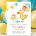 Duck Invitation, Duck First Birthday Invitation, Rubber Duck Invite ...