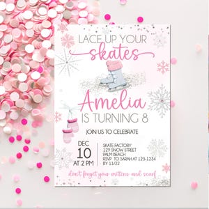 Editable Ice Skating Birthday Invitation Template, Winter Girl Figure ...