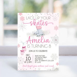 Editable Ice Skating Birthday Invitation Template, Winter Girl Figure ...