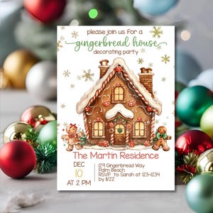 Editable Christmas Gingerbread House Decorating Invitation Template ...