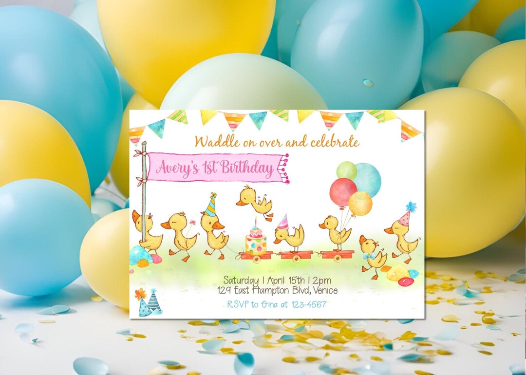 Duck Invitation Duck First Birthday Invitation Rubber Duck Invite One ...