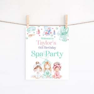 Spa Party Welcome Sign Poster Template, Pamper Glam Day Birthday ...