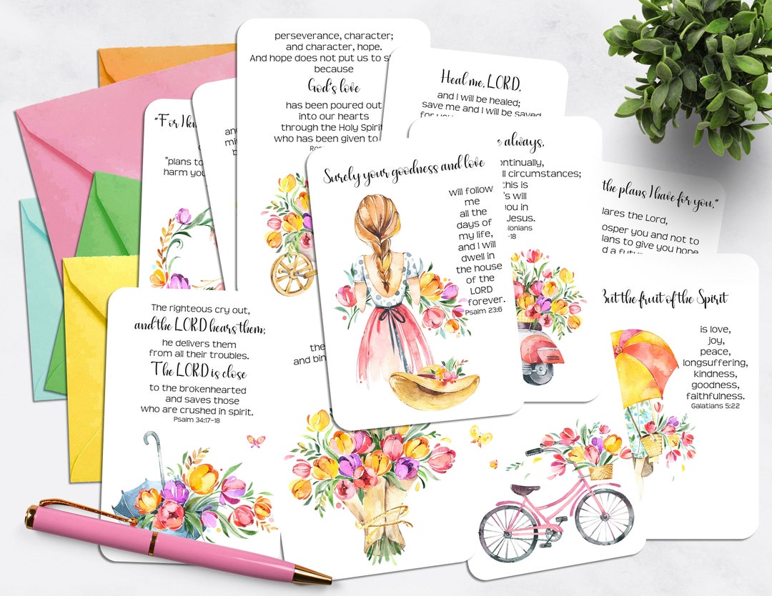Scripture Note Cards, Bible Verse Cards, Bible Memorization Cards ...