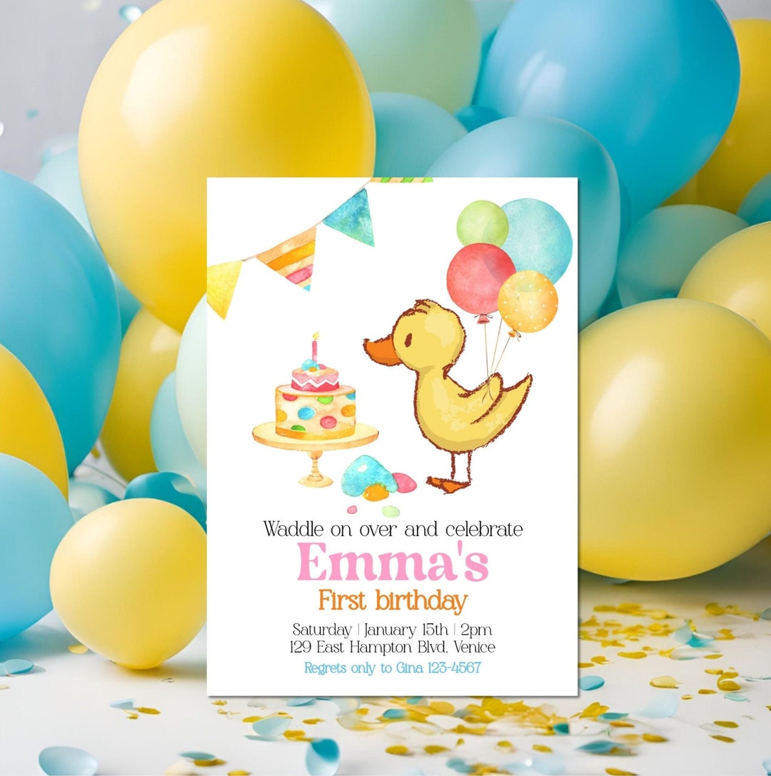 Duck Invitation, Duck First Birthday Invitation, Rubber Duck Invite ...
