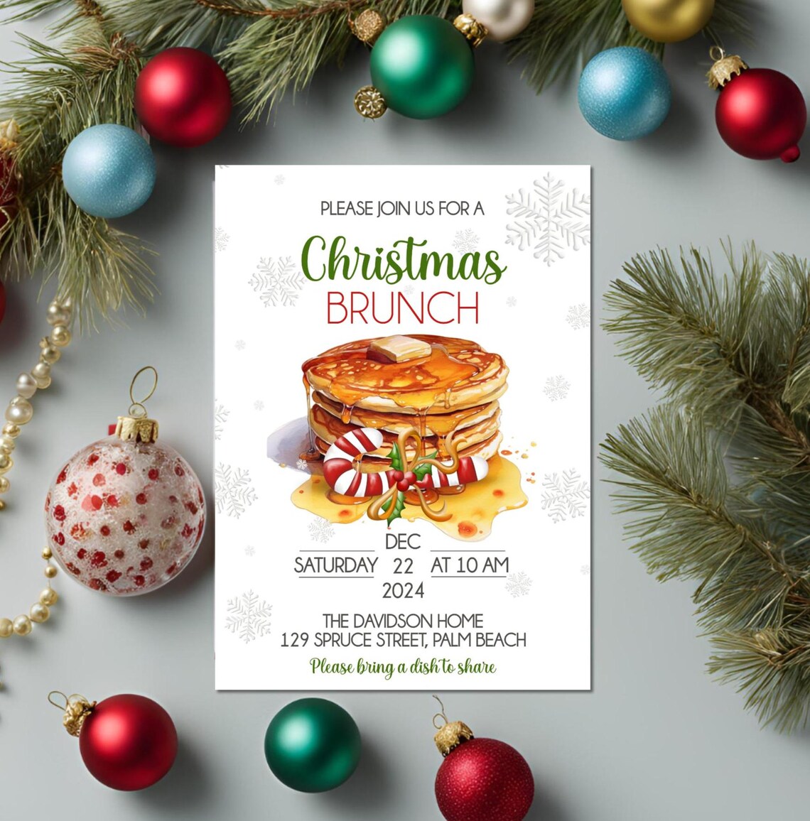 Editable Christmas Brunch Invitation Template, Family Printable ...