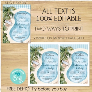 Retirement Party Invitation Template, Editable Birthday Surprise ...