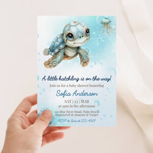 Editable Sea Turtle Baby Shower Invitation, Under the Sea Baby Boy Baby ...