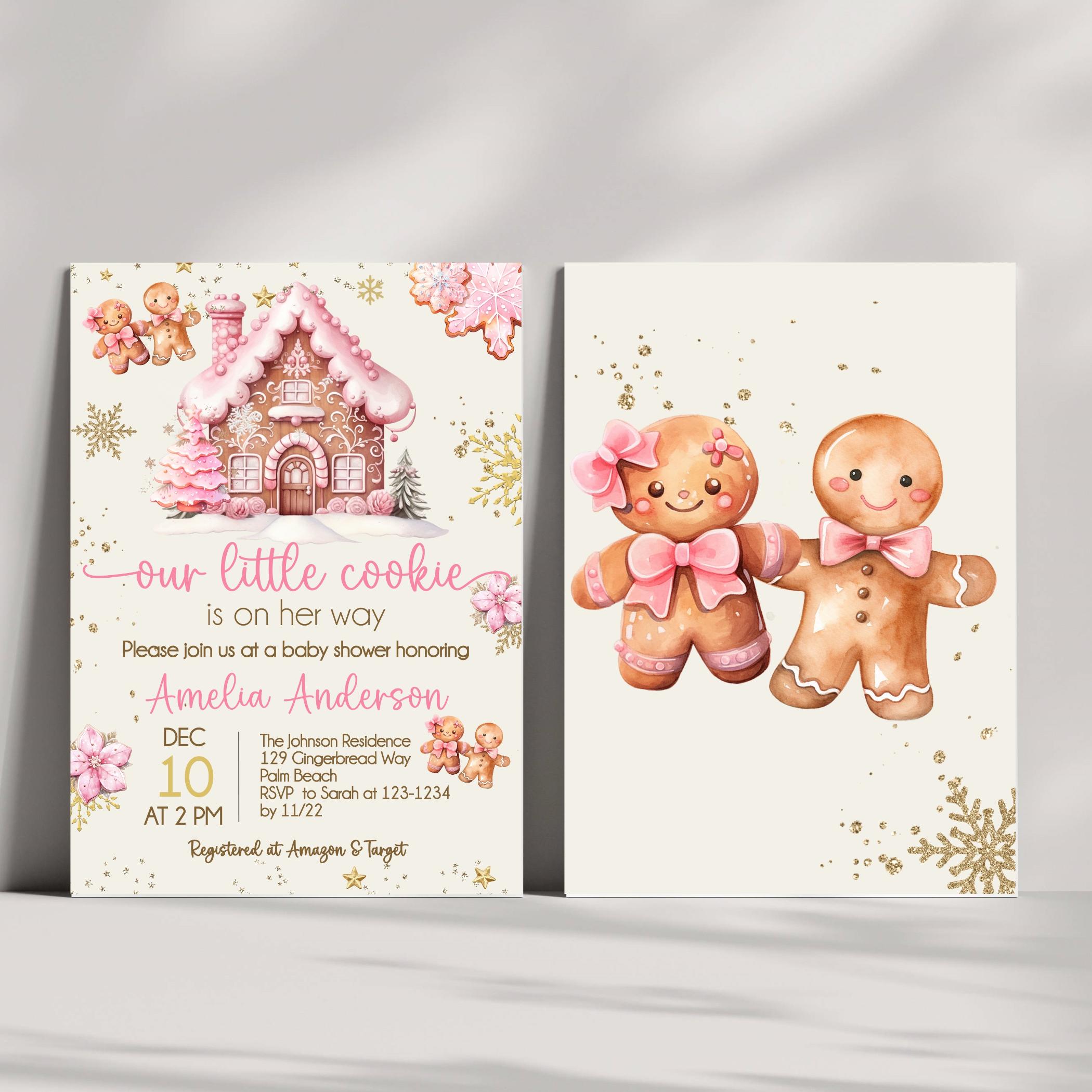 Editable Christmas Gingerbread House Baby Shower Invitation Template ...