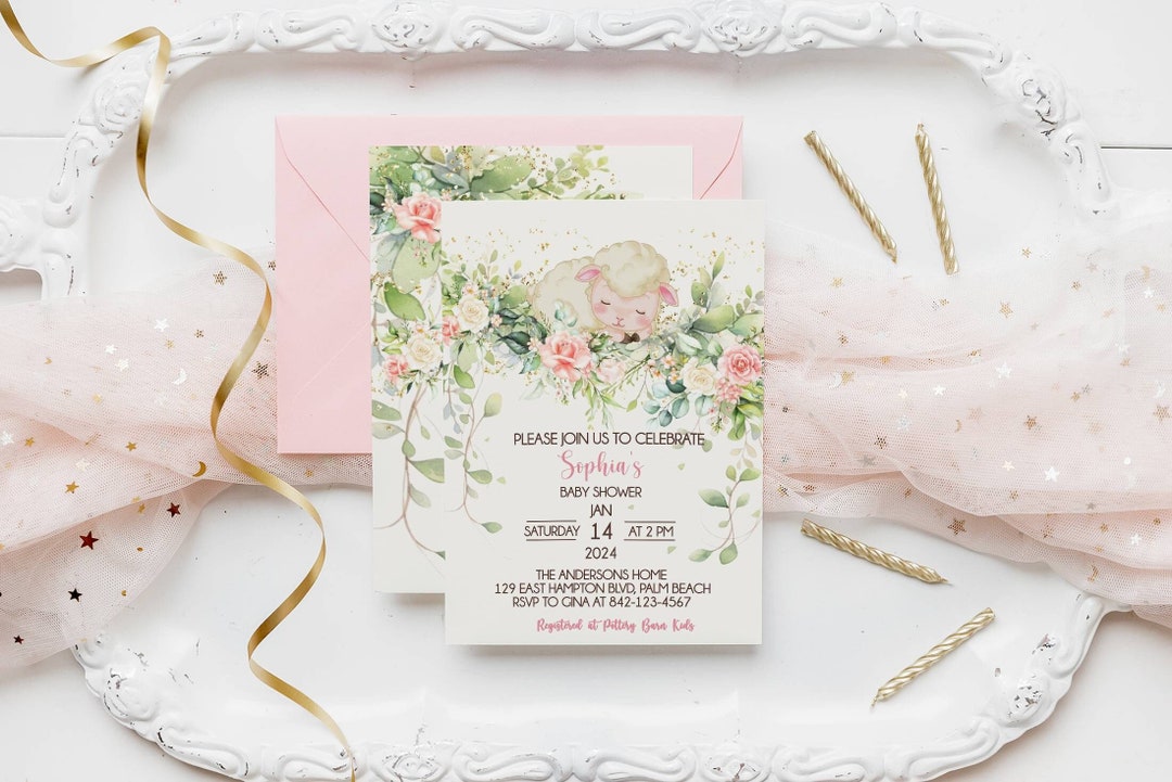 Little Lamb Baby Shower Invitation, Sheep Baby Shower, Editable Lamb ...