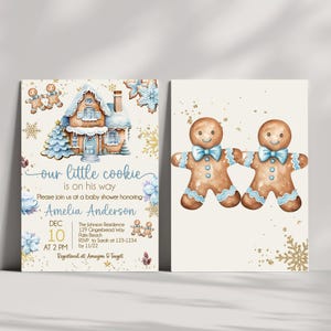 Editable Christmas Gingerbread House Baby Shower Invitation Template ...