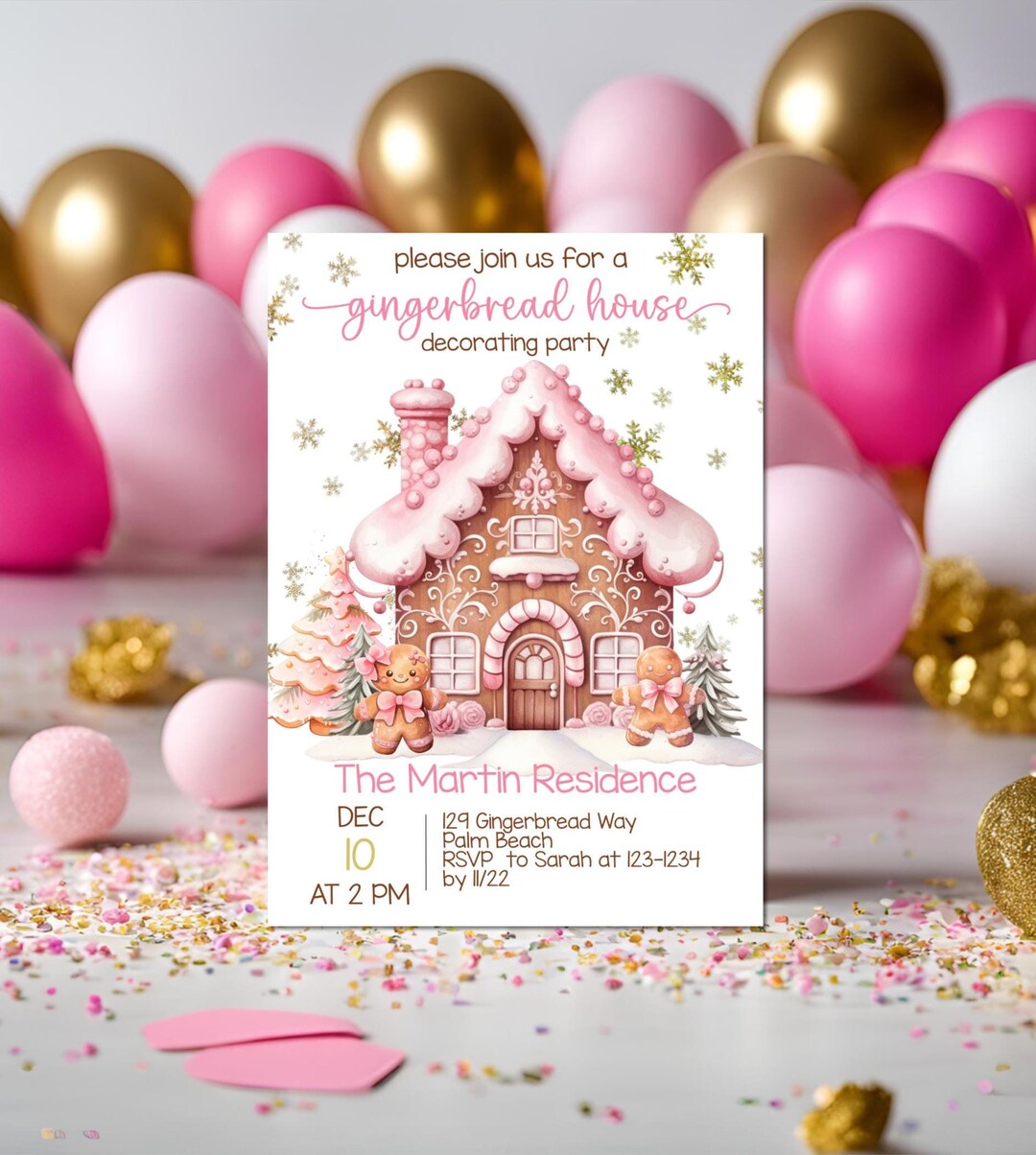 Editable Christmas Gingerbread House Decorating Invitation Template ...