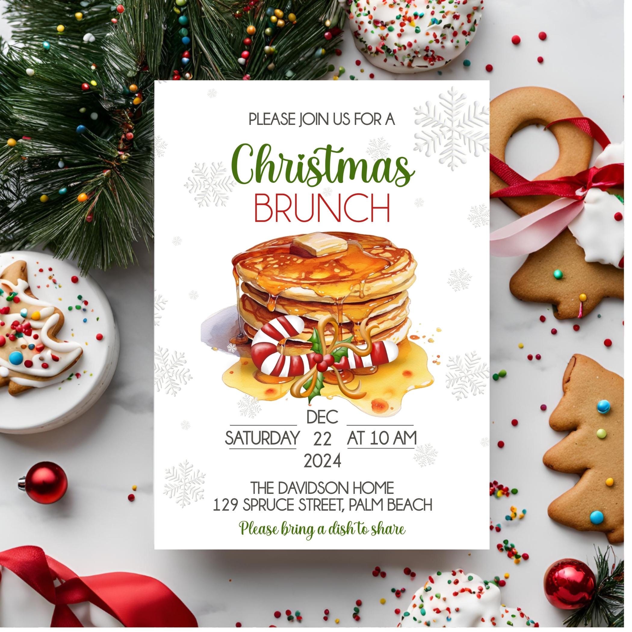 Editable Christmas Brunch Invitation Template, Family Printable ...
