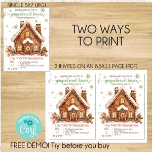 Editable Christmas Gingerbread House Decorating Invitation Template ...