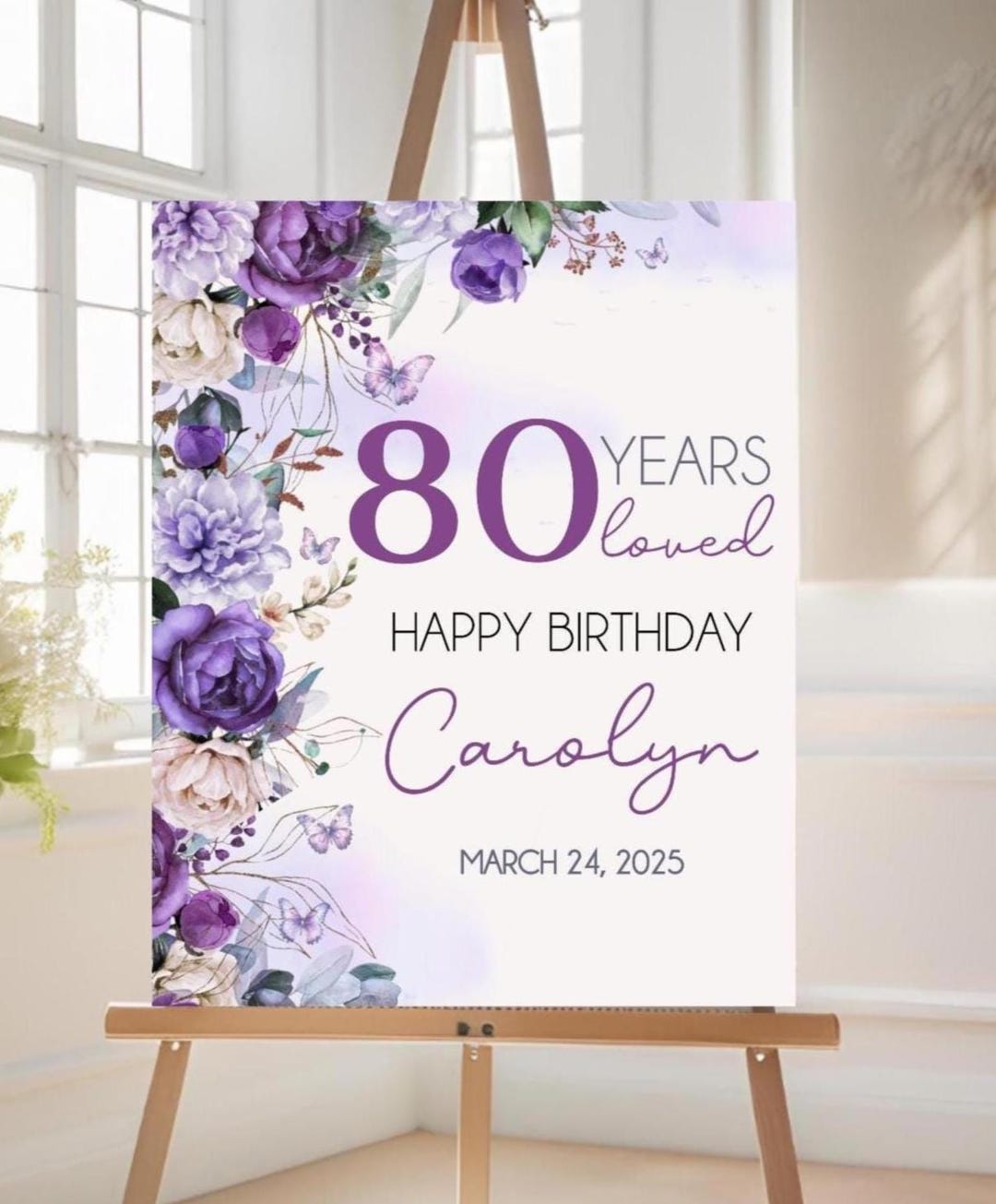 80th Birthday Party Welcome Sign Template, Editable 80 Years Loved ...