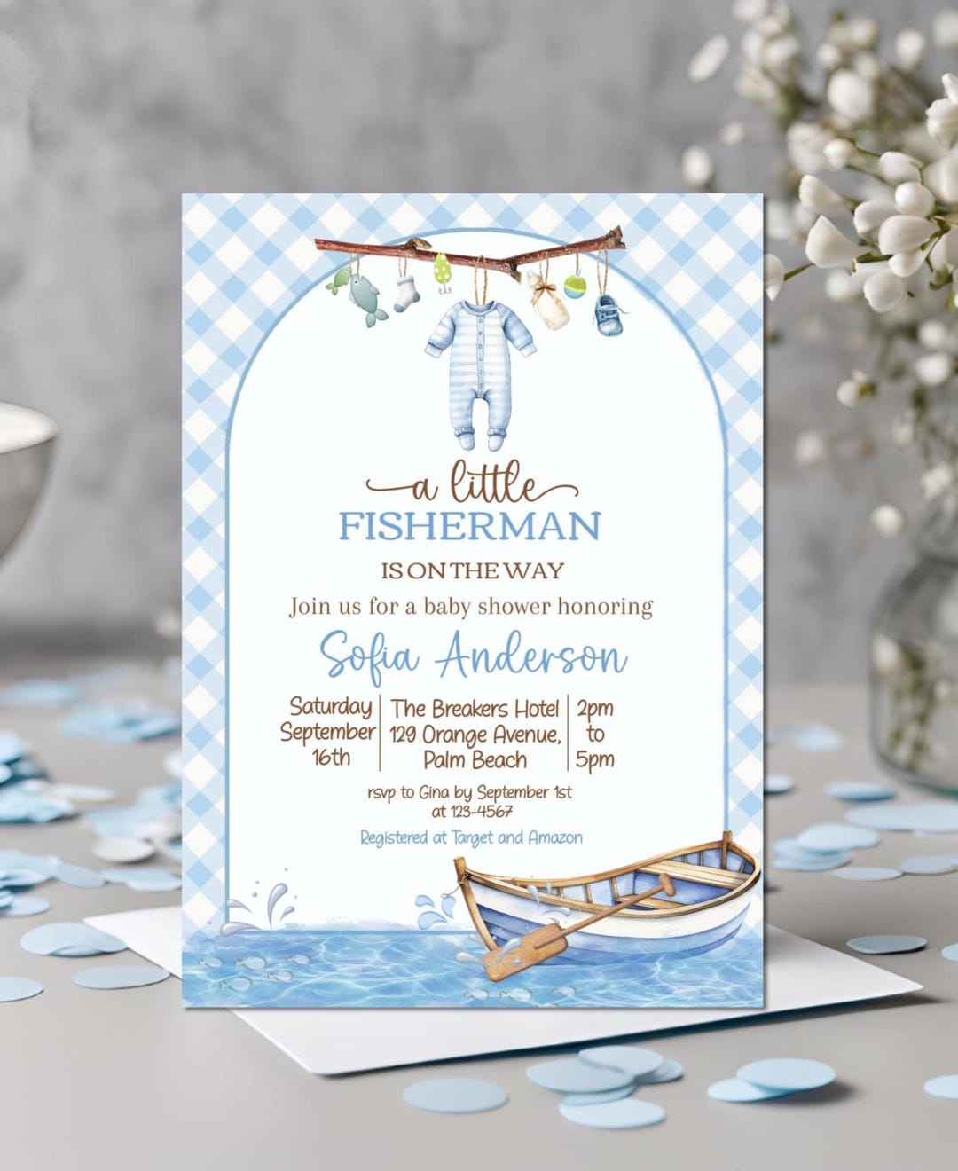 Editable Fishing Baby Shower Party Invitation, A Little Fisherman is on ...