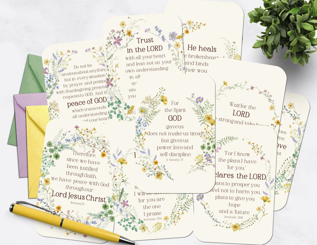Scripture Note Cards, Wildflower Bible Verse Cards, Bible Memorization ...