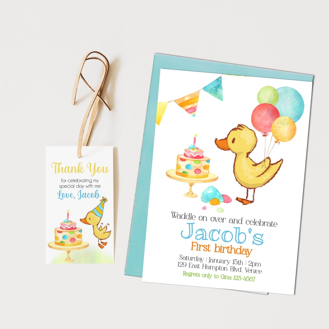 Duck Invitation, Duck Birthday Invitation, Cute Duck Birthday Invites ...
