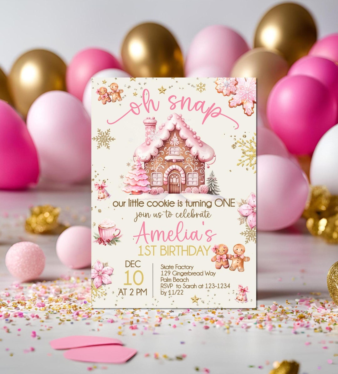 Editable Christmas Gingerbread House Birthday Invitation Template ...