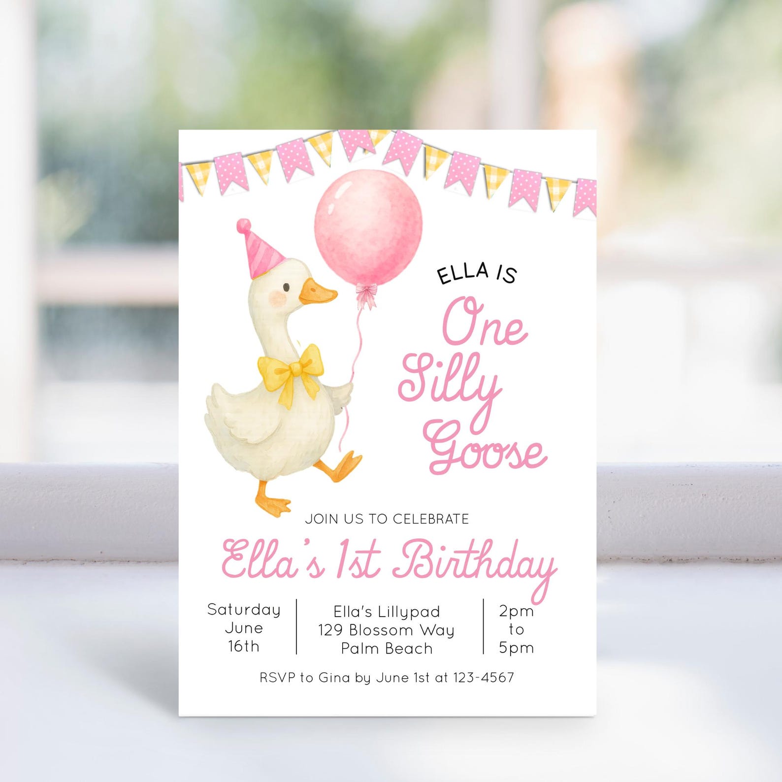 Editable One Silly Goose Birthday Invitation Template, First Birthday ...