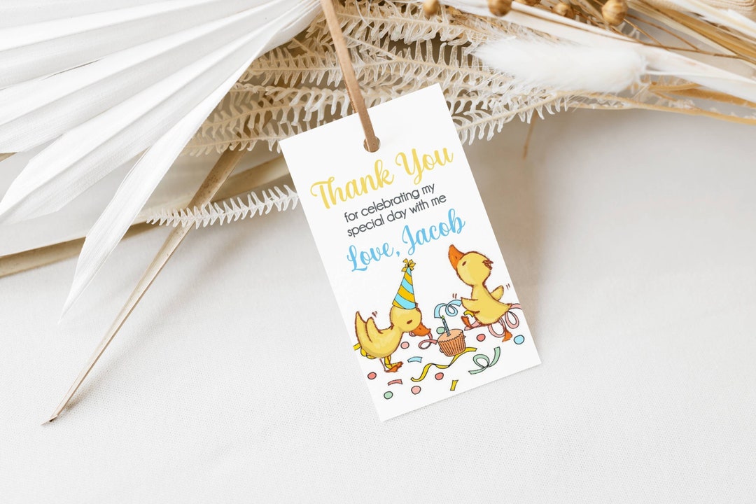 Duck Birthday Favor Tag, INSTANT DOWNLOAD, Printable Boy Duck Birthday ...