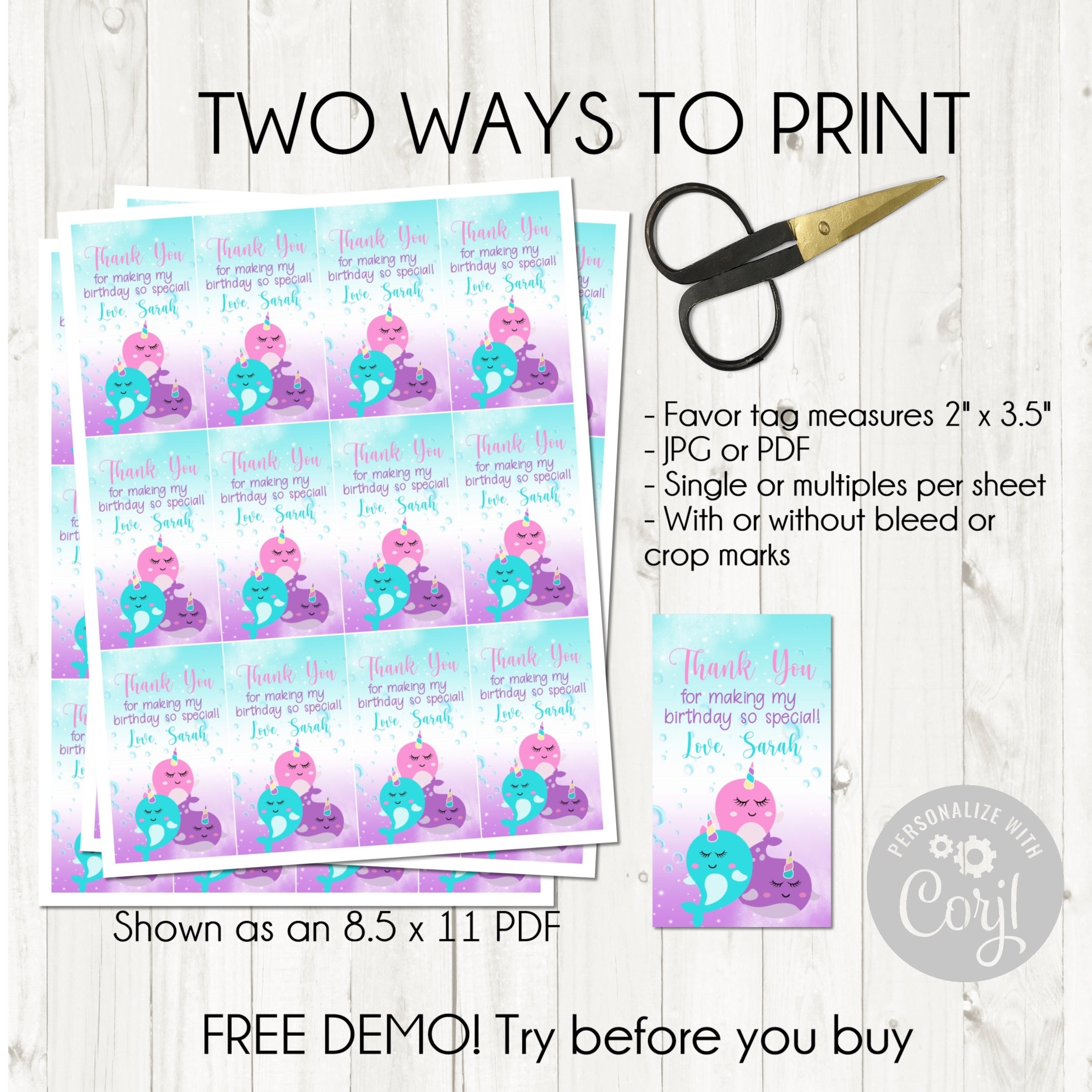 Editable Narwhal Invitation, Narwhal Birthday Invitation Template, Girl ...