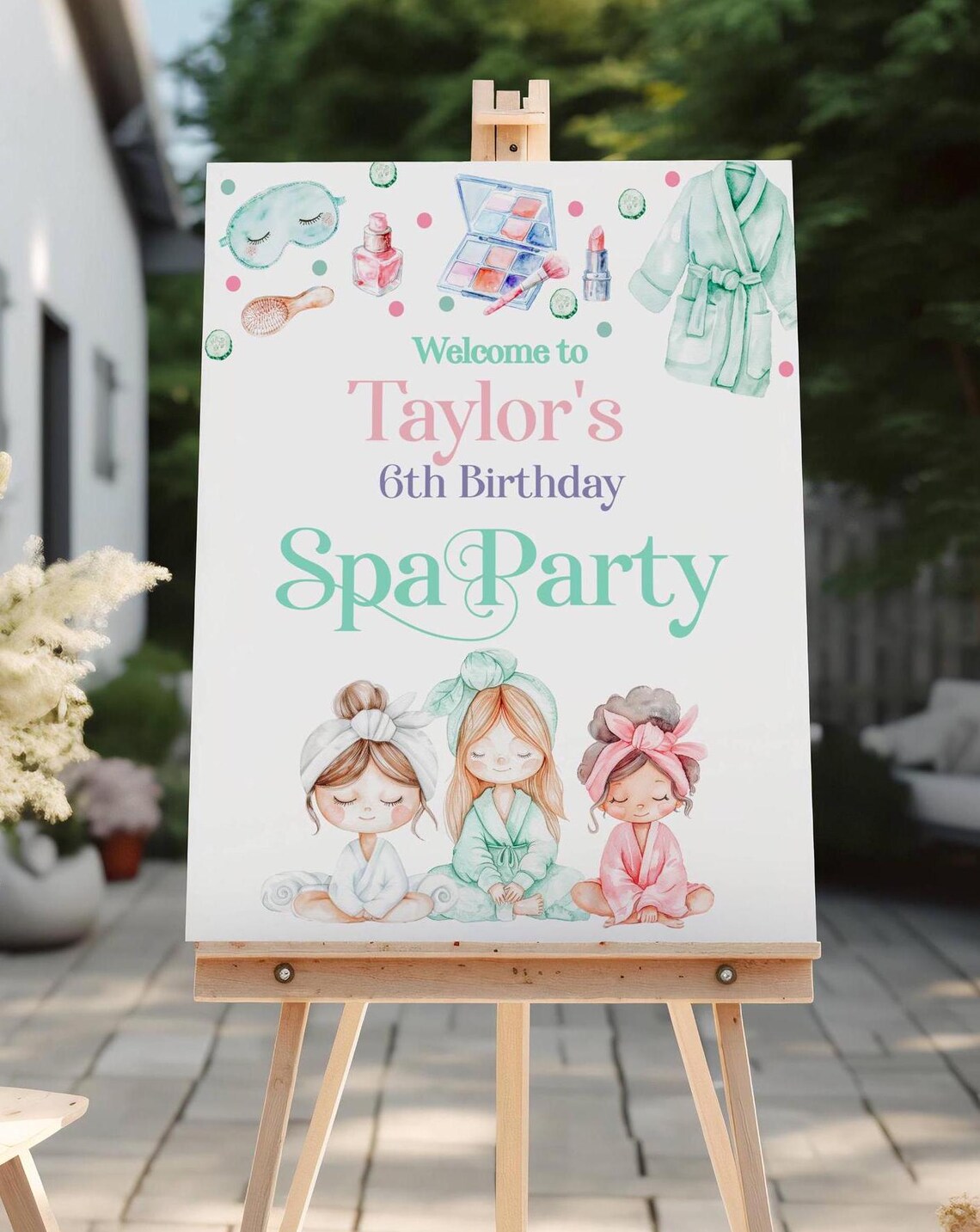 Spa Party Welcome Sign Poster Template, Pamper Glam Day Birthday ...