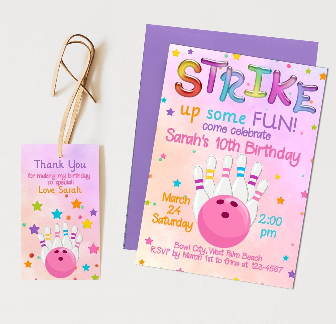 Editable Bowling Birthday Invitation, Bowling Invitation, Bowling Party ...