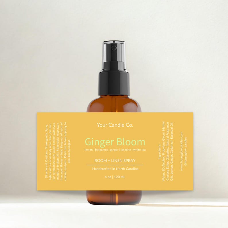 Spring Room Spray Label Templates (4x2 & 5x2.5) | 3 Fragrance Concepts ...