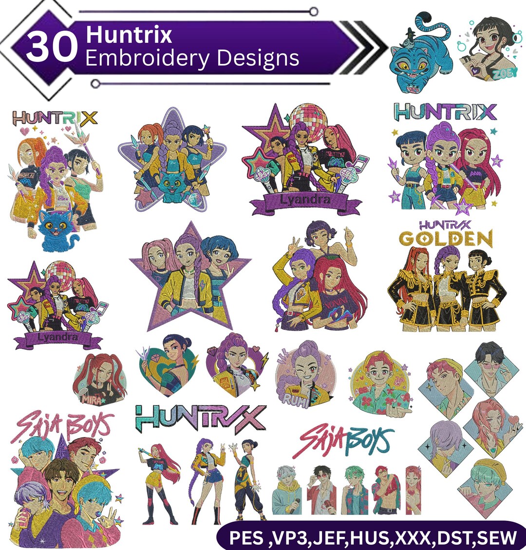 Huntreix Anime Embroidery Design, Logo Stitch File (4-7 Inch) (dst, Xxx ...