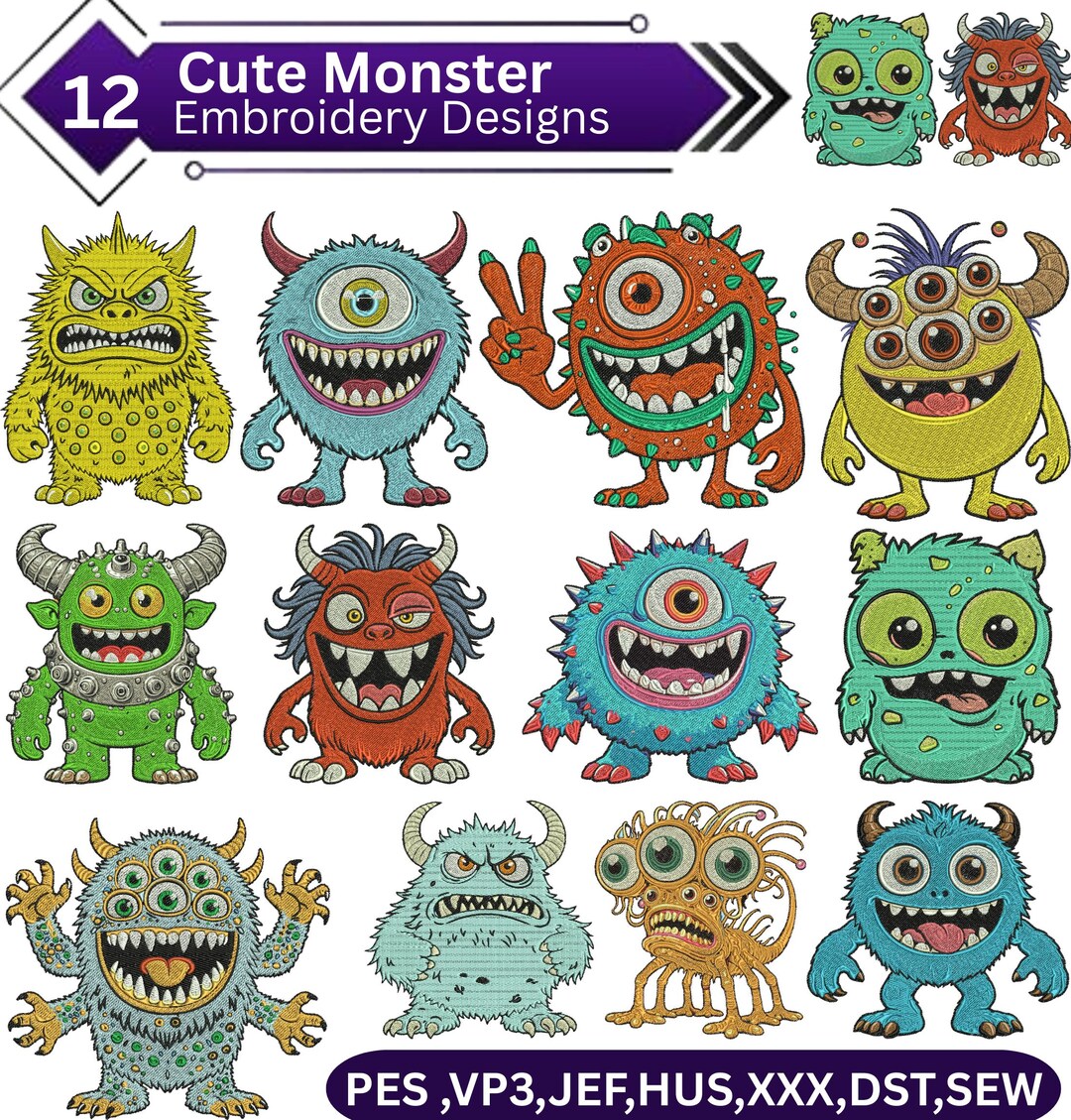 Monster Embroidery Design, Shocking, Ultimate, Epic, or Bizarre, Mini ...