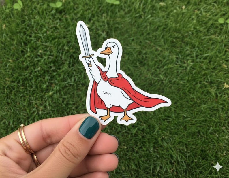 Funny Hero Silly Goose Meme Sticker, Cute Animals Sticker, Vinyl ...