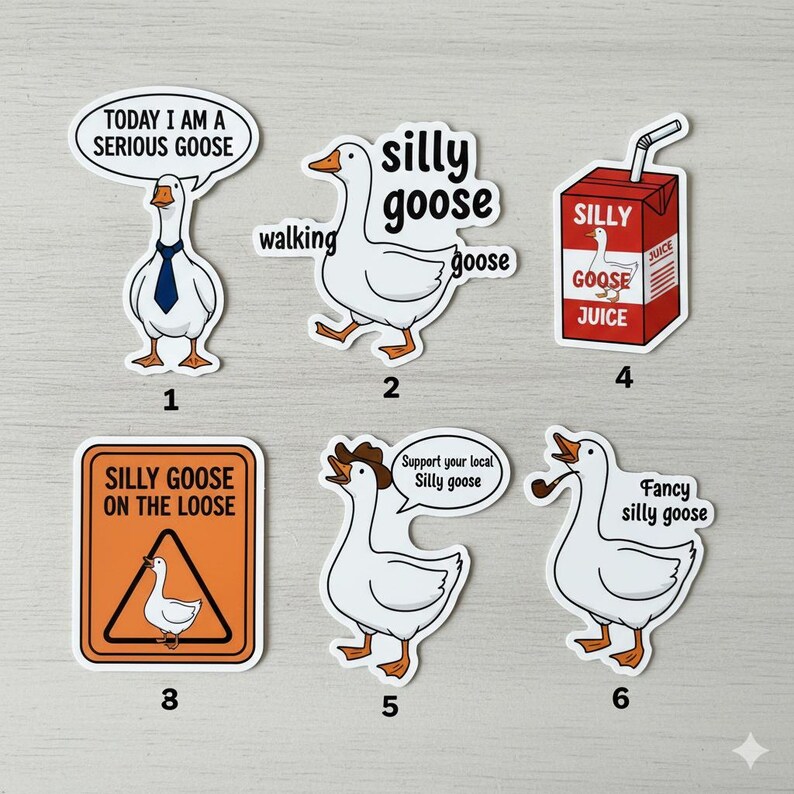 Silly Goose Stickers, Silly Goose Meme Sticker, Vinyl Waterproof Decor ...