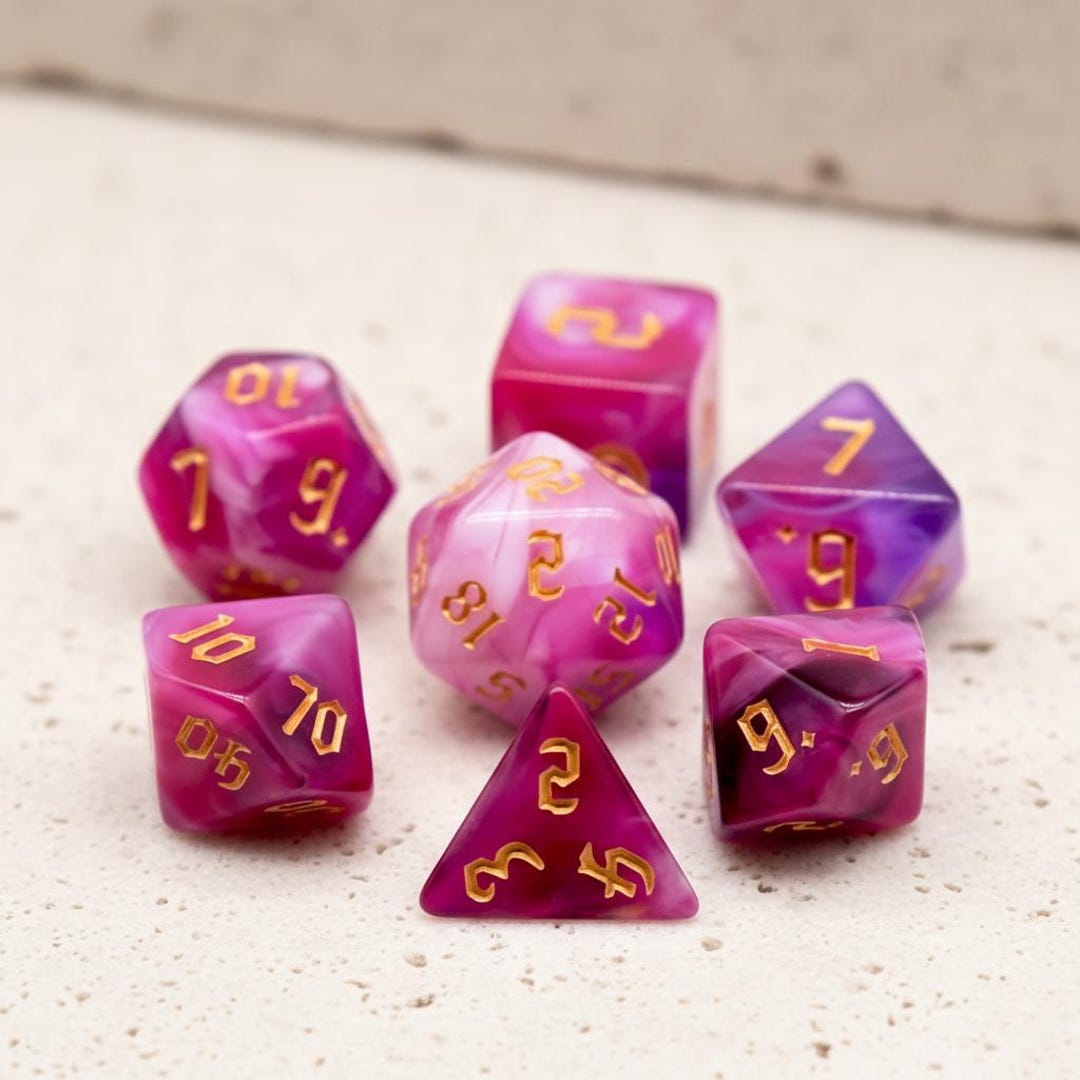 Pink Princess Magical Swirl Dnd Dice Set | 7 Pcs Polyhedral Dice Sets ...