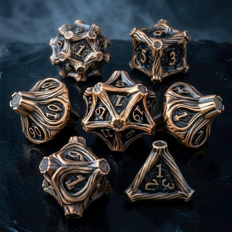 Tree Stump Root Metal Dnd Dice Set | 7 Pcs Polyhedral Dice Sets ...
