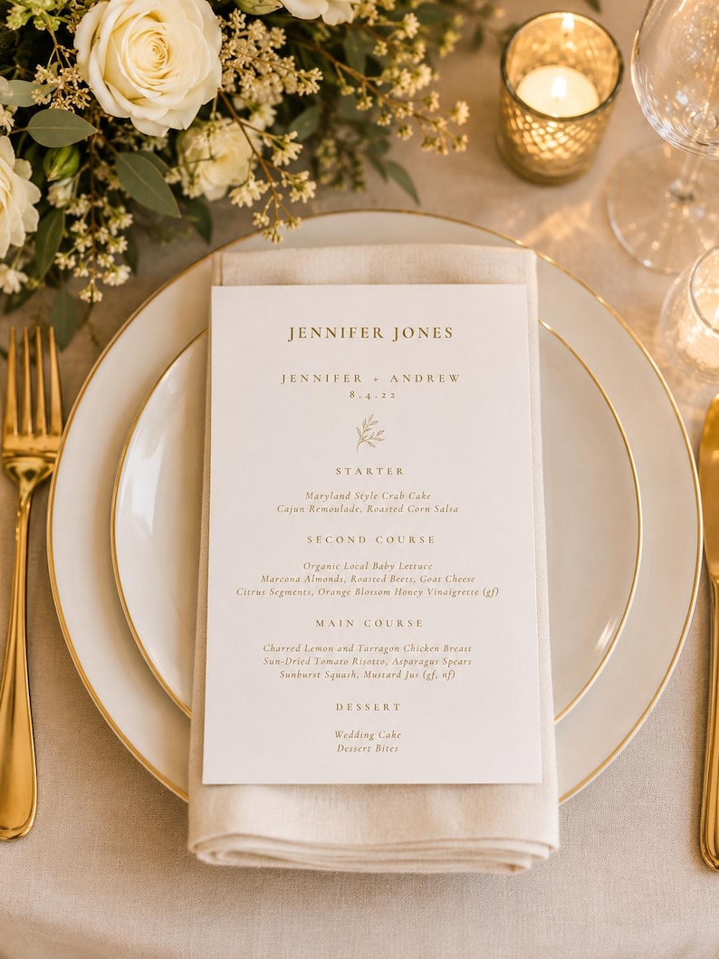 Editable Wedding Menu Template | Personalized Reception Menu (5 X 7 ...