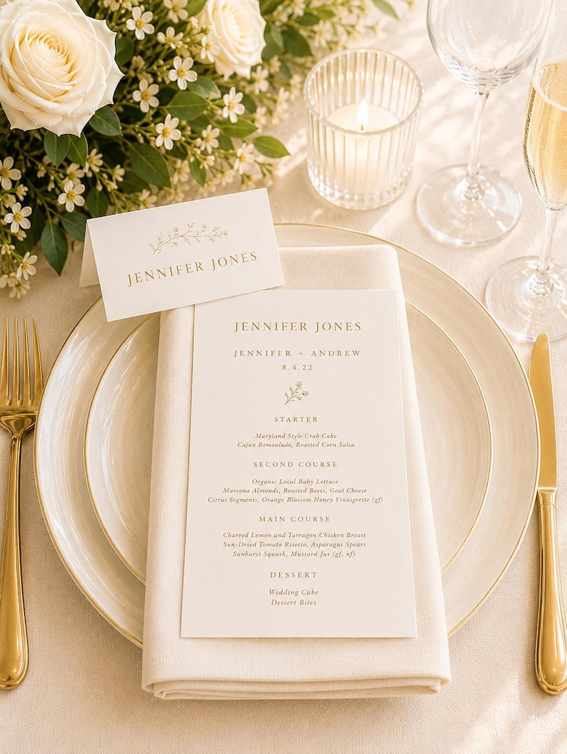 Editable Wedding Menu Template | Personalized Reception Menu (5 X 7 ...