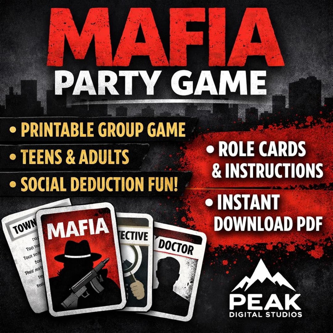 Mafia Party Game Printable, Group Social Deduction Game for Teens and ...