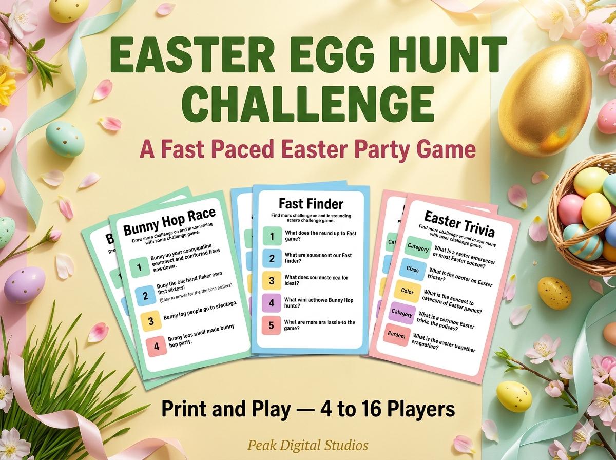 Easter Egg Hunt Challenge Game Printable, Easter Party Game for ...